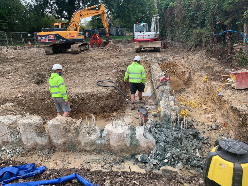 Substructure- Preparing to Pour Capping Beam for Basement Construction ...