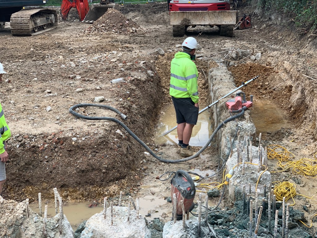 Substructure- Preparing to Pour Capping Beam for Basement Construction ...